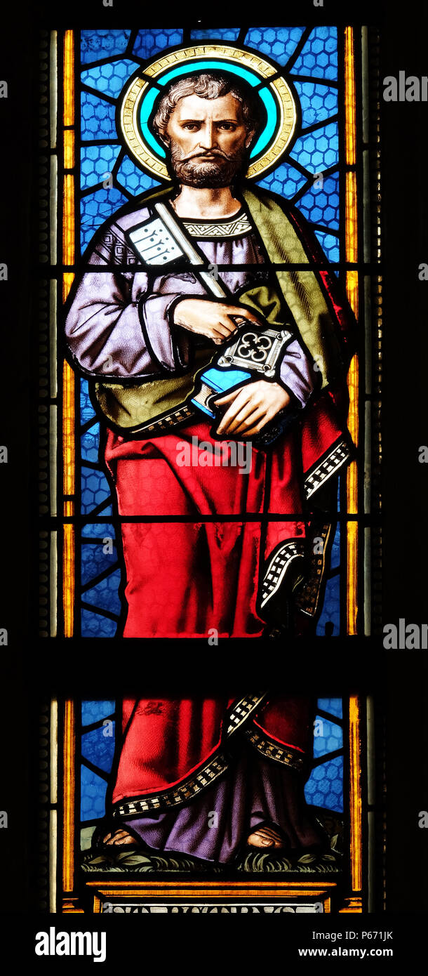 Saint Peter the Apostle stained glass window in parish church of Saint ...