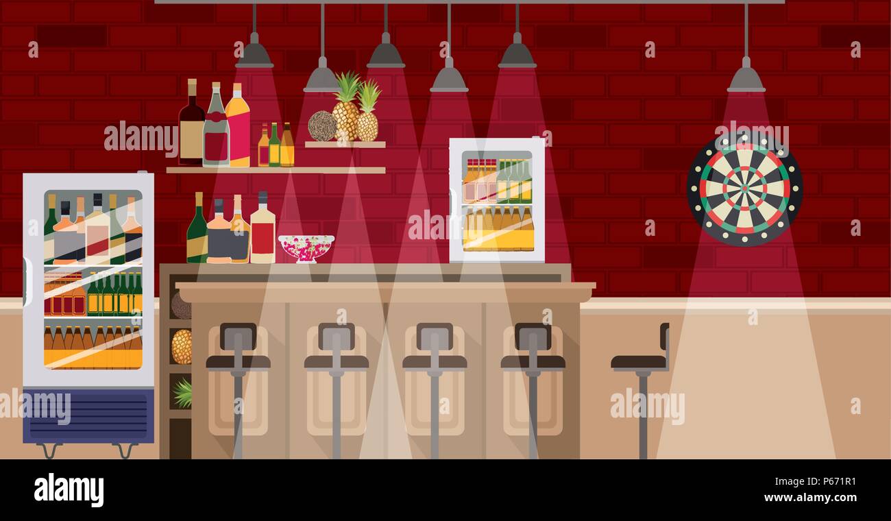 bar with bottles liquor scene Stock Vector Image & Art - Alamy