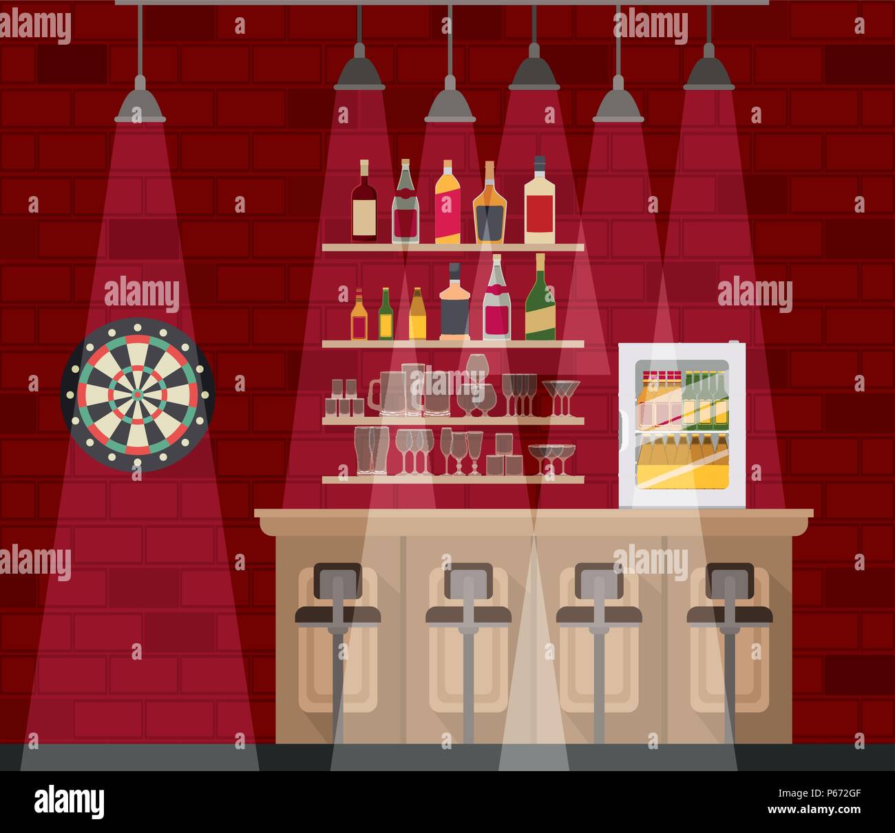 bar with bottles liquor scene Stock Vector Image & Art - Alamy