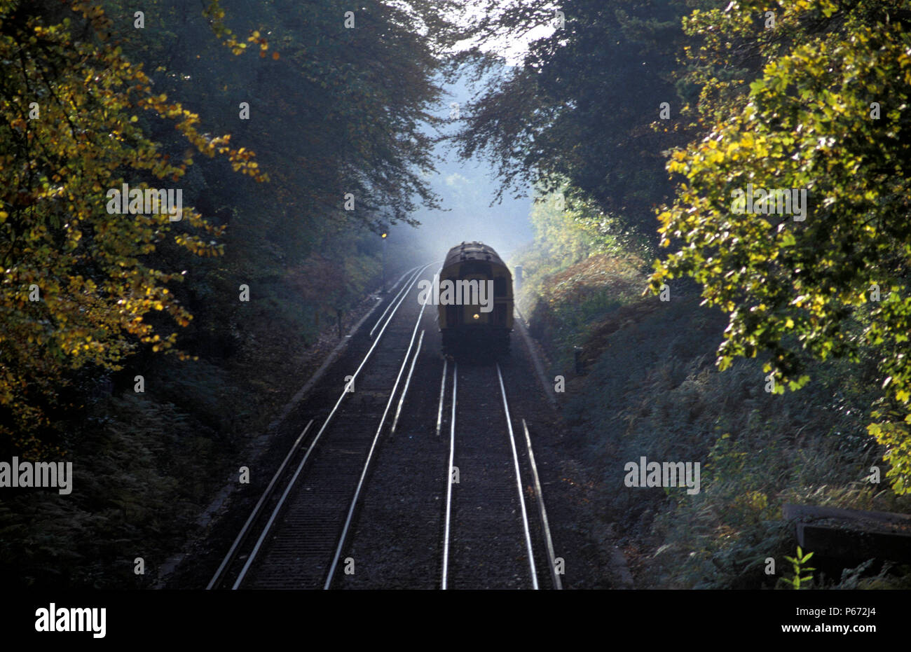 A train running on 3rd rail electrified line in the UK Stock Photo - Alamy