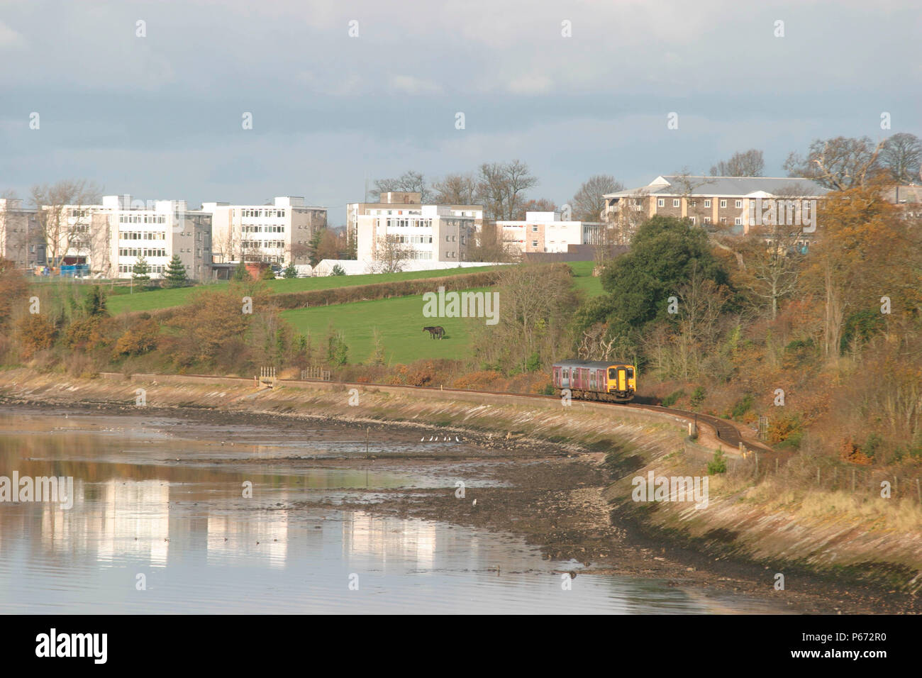 A Wessex Trains service from Exeter St davids to Exmouth passes ...