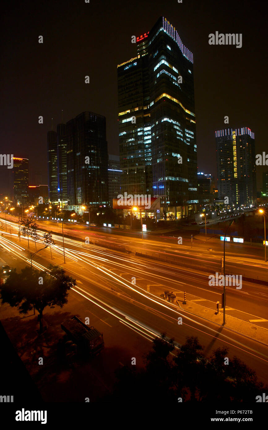 Beijing Business district at night China Stock Photo - Alamy