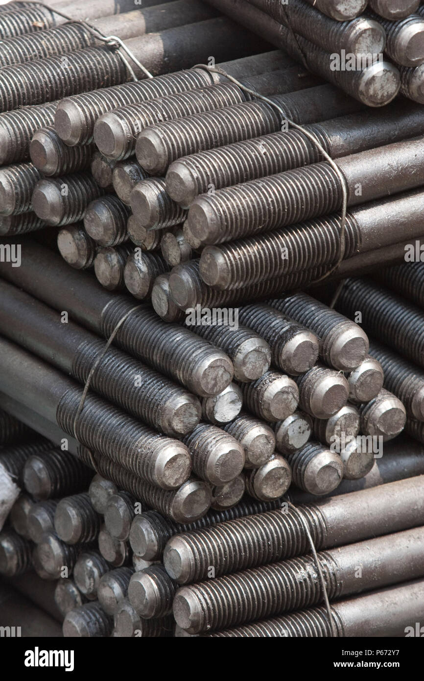 Stacks of bolts used for construction Stock Photo - Alamy