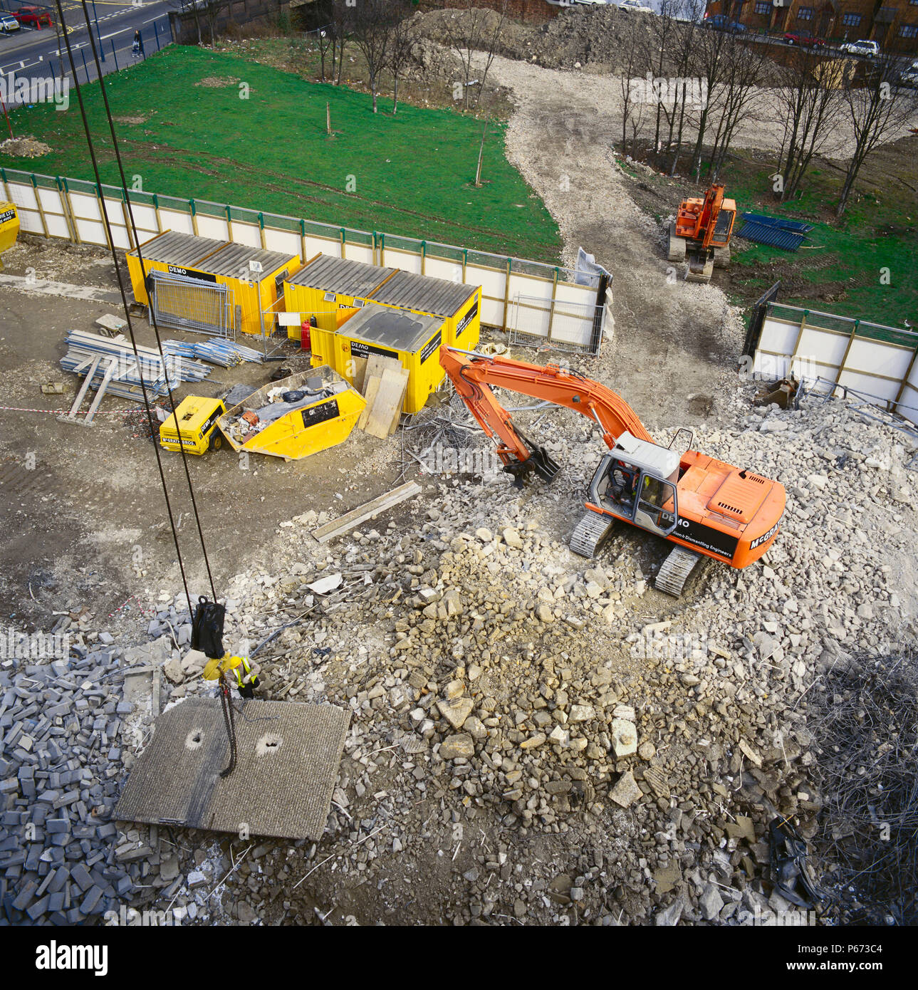 Demolition of East London tower block (removal of pre-fab panel Stock ...