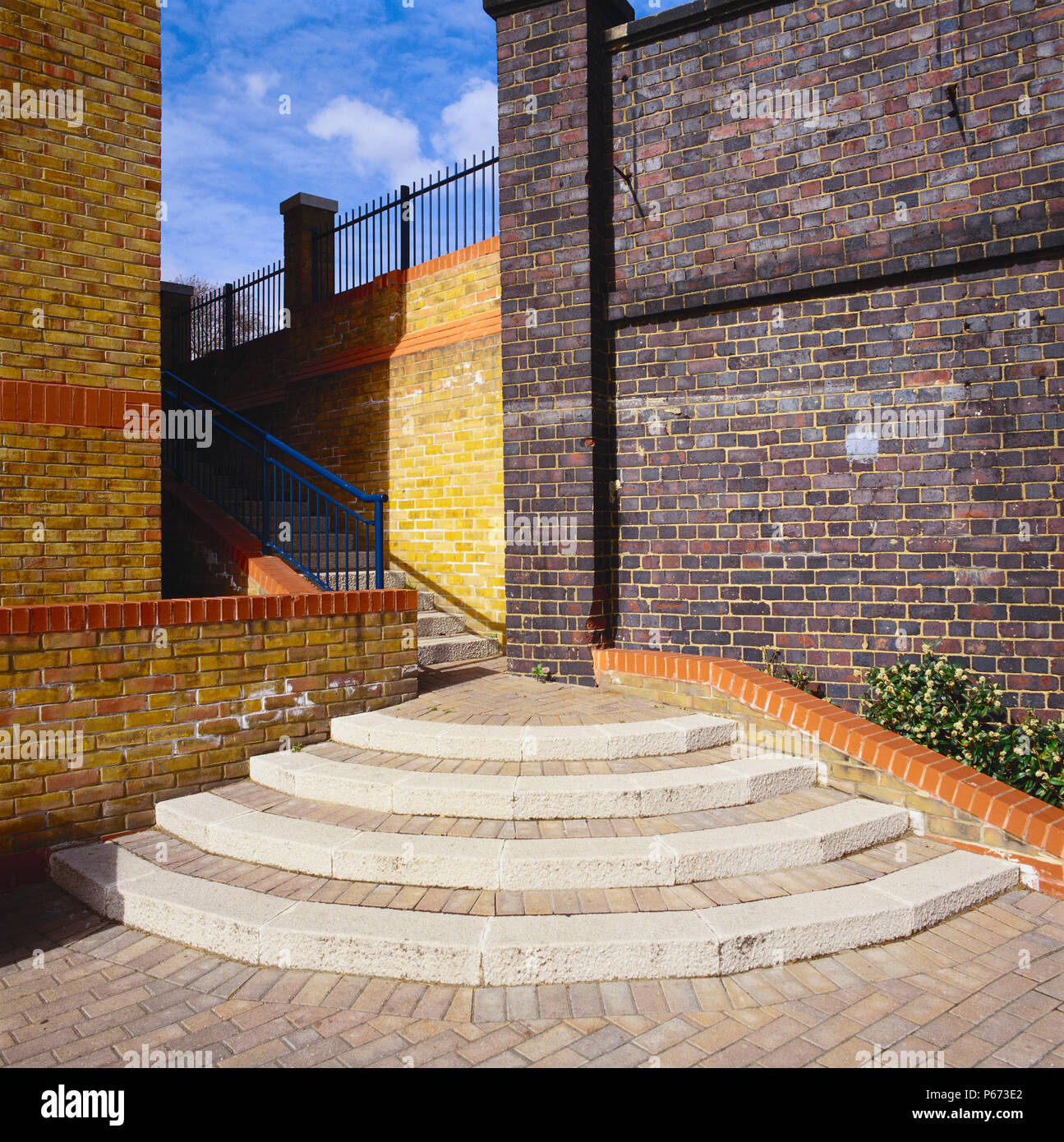 Steps leading from canal path to housing estae Hackney Wick Stock Photo ...