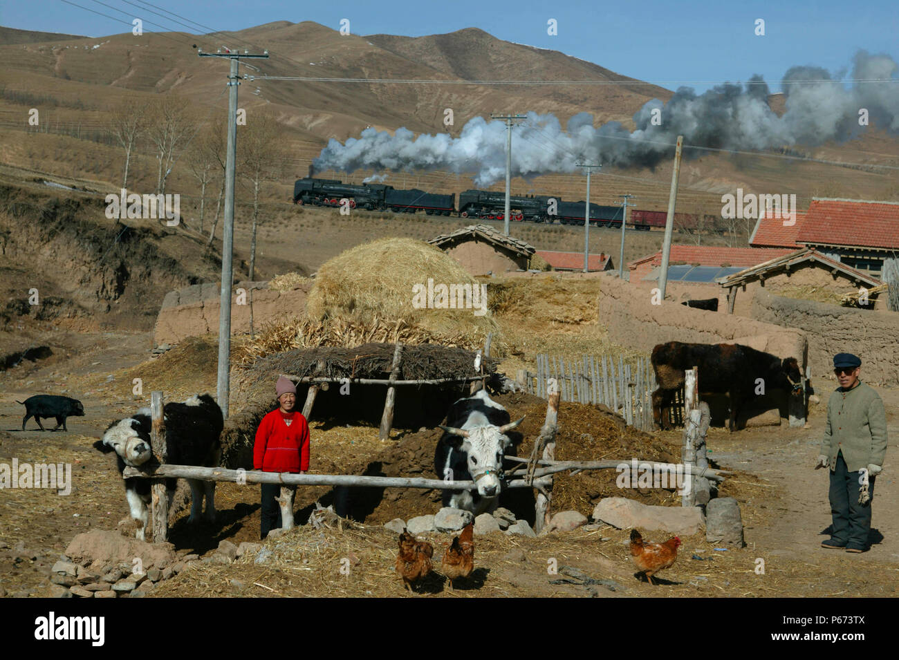 Animal Fold at Nandian on the Jing Peng pass as a west bound freight ...