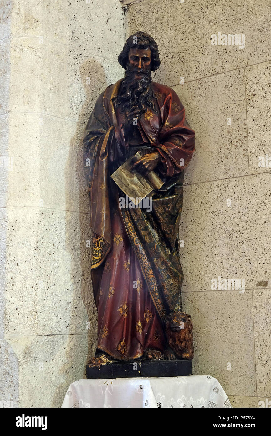 Saint Mark the Evangelist, statue in the church of St. Mark in Zagreb ...
