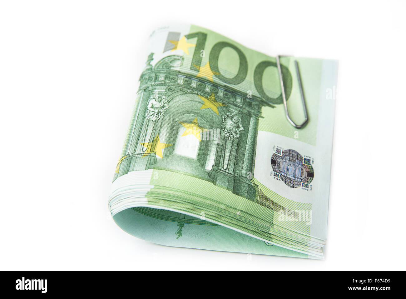 Stock of euros with paper clip on the white Stock Photo - Alamy