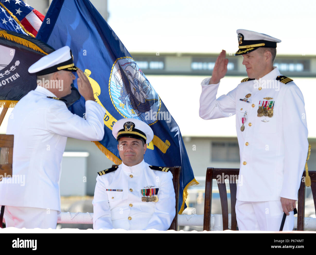 JOINT BASE PEARL HARBOR-HICKAM, Hawaii (May 17, 2016) Commander Timothy J. Yanik, left, relieves ...