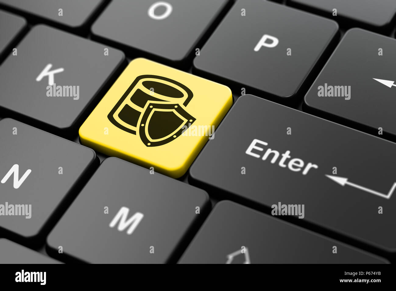 Software concept: computer keyboard with Database With Shield icon on ...
