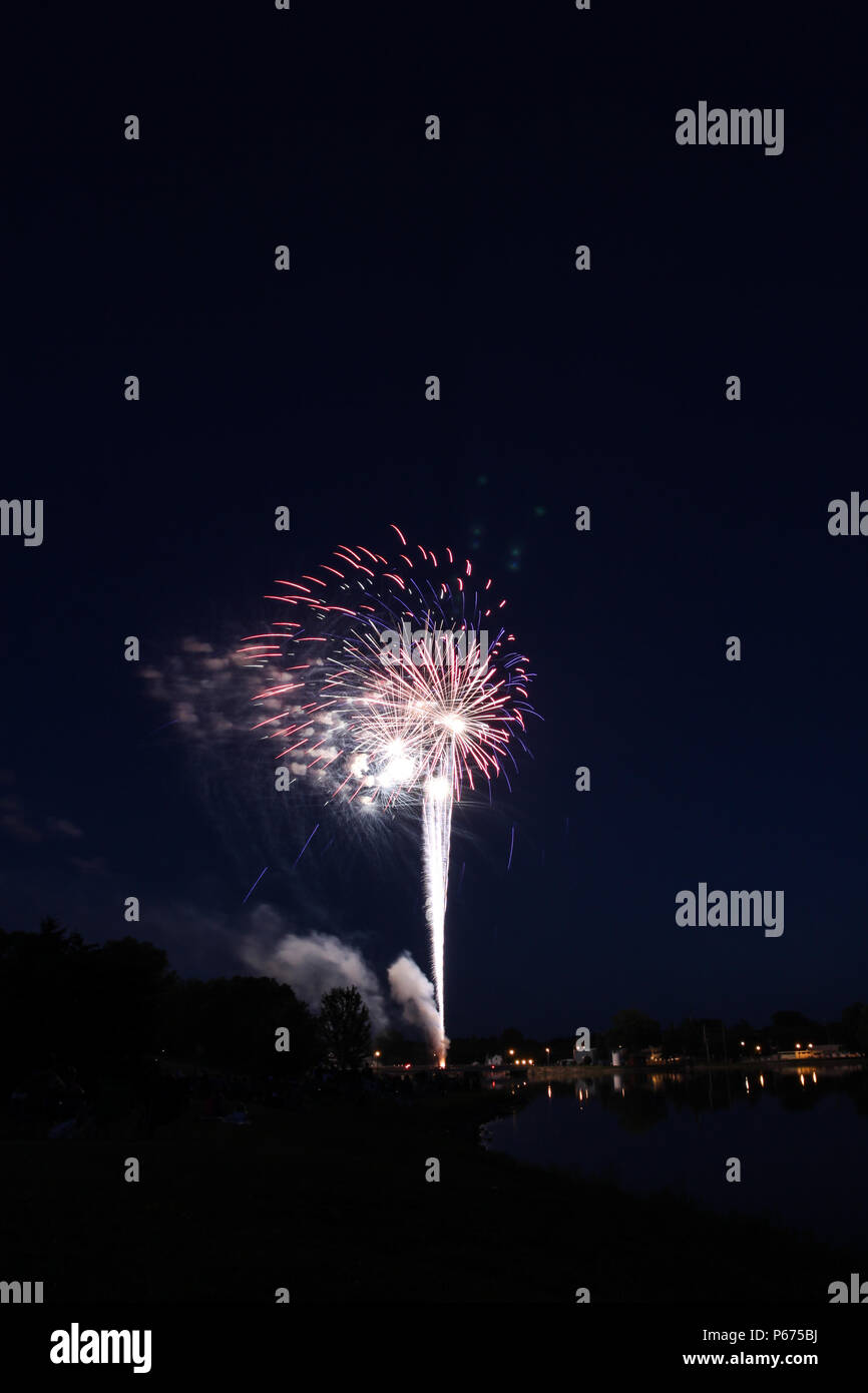 A Small Town Fireworks Display for Independence Day 4th of July Stock ...