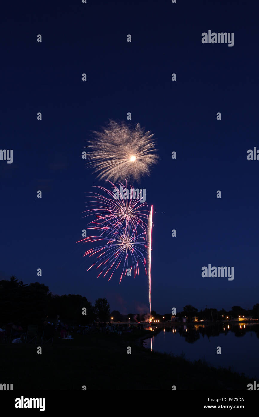 A Small Town Fireworks Display for Independence Day 4th of July Stock ...