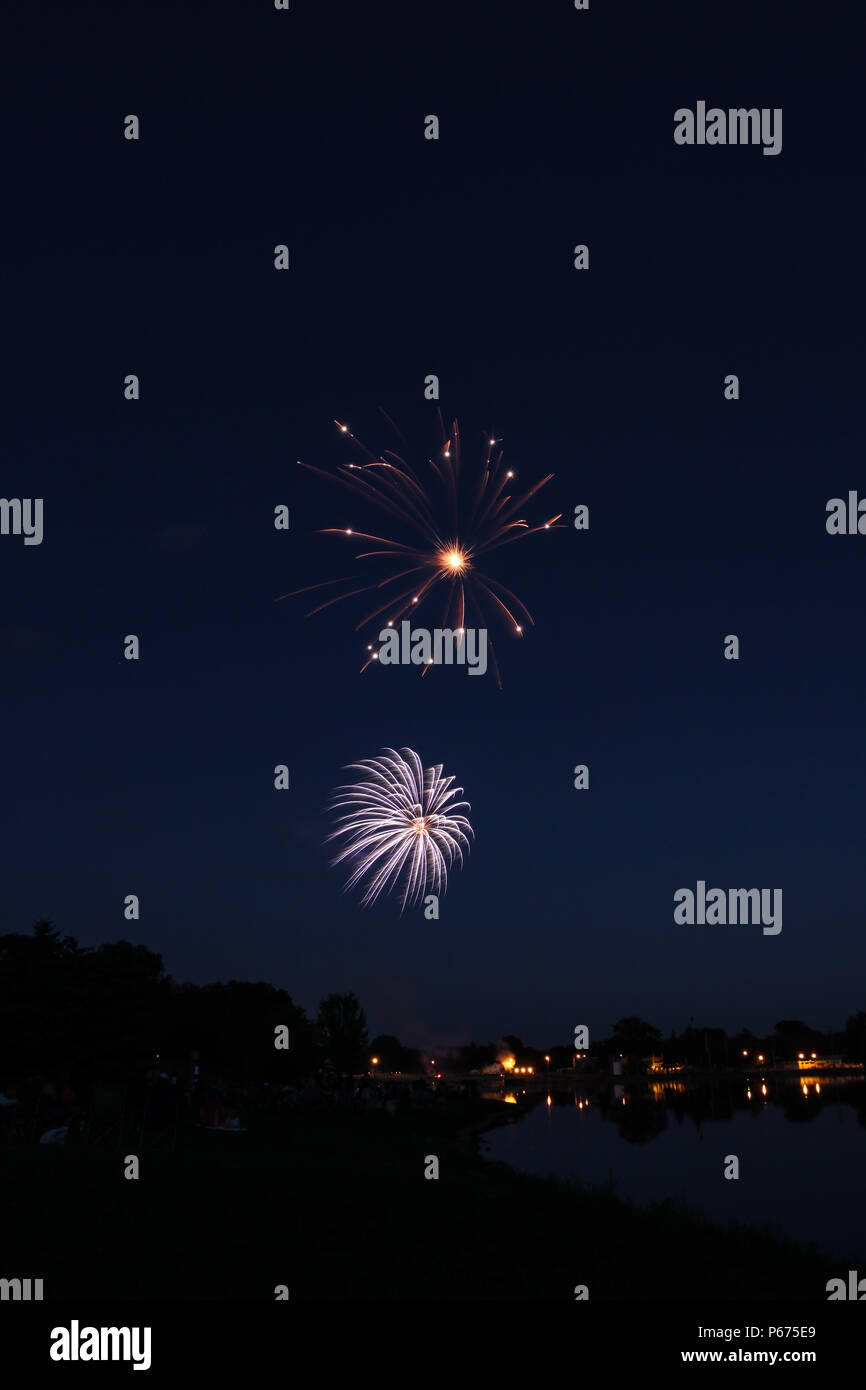 A Small Town Fireworks Display for Independence Day 4th of July Stock ...