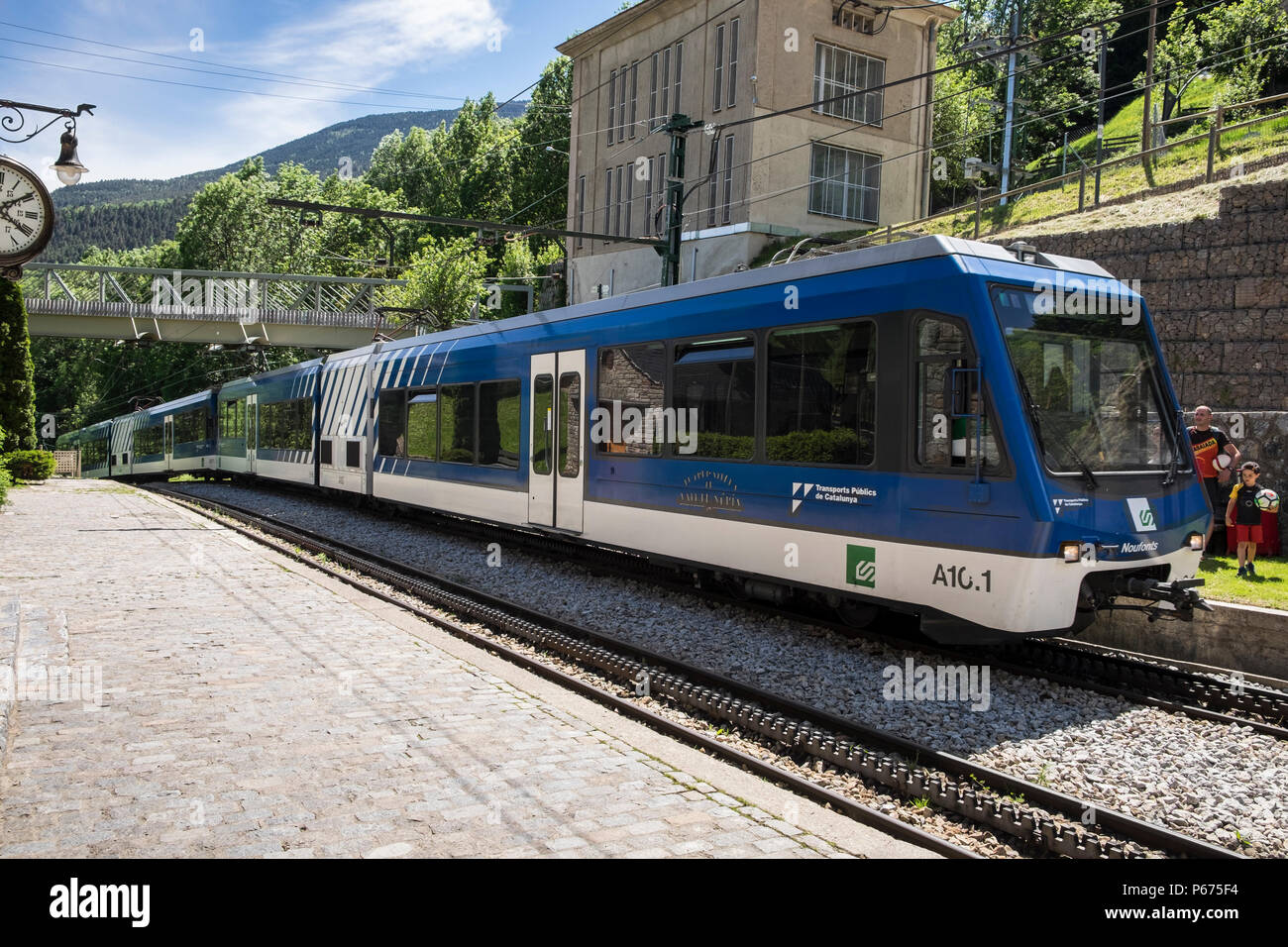 Queralbs train station on the Cremellera rack and pinion track through ...