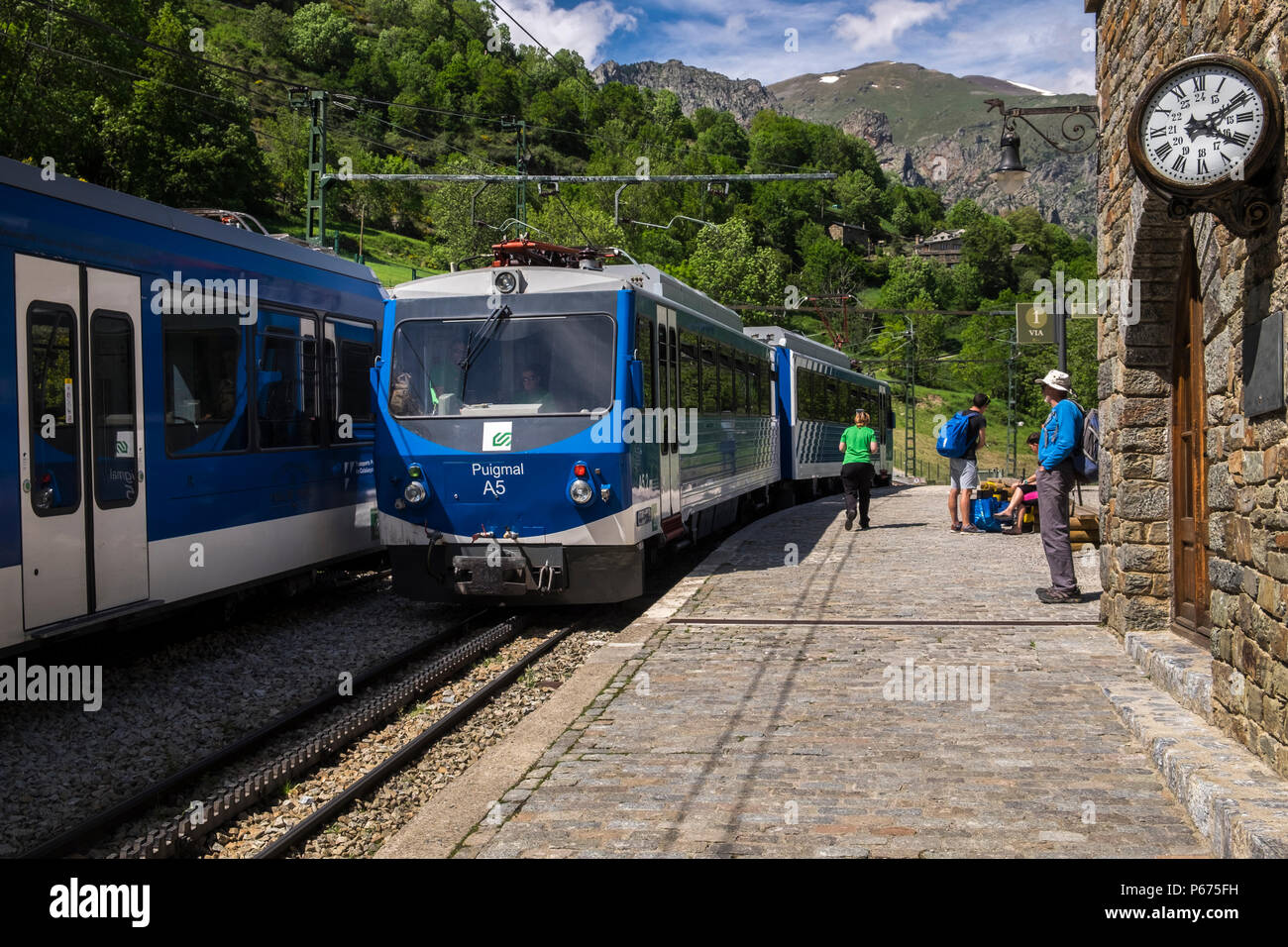 Queralbs train station on the Cremellera rack and pinion track through ...
