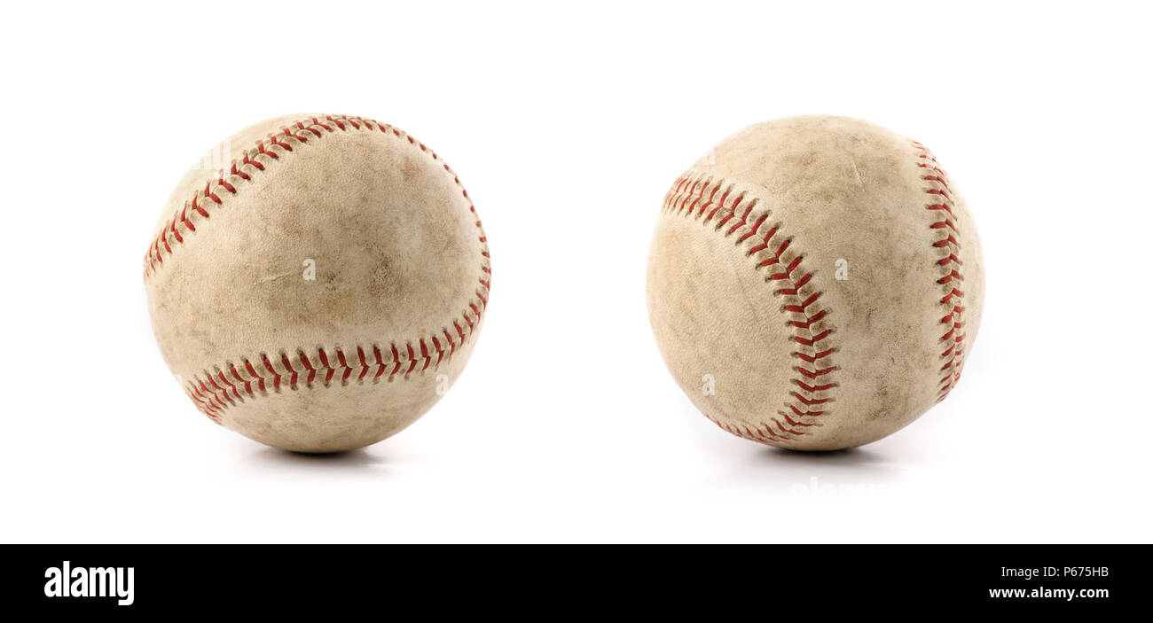 two baseballs isolated over white background Stock Photo - Alamy