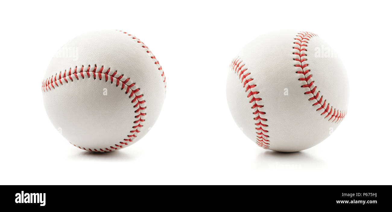 two baseballs isolated over white background Stock Photo - Alamy