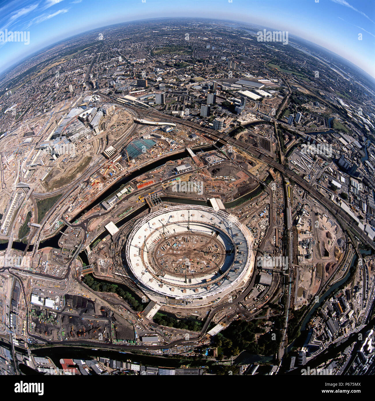 Aerial view of 2012 Olympic Stadium Stratford, East London, UK ...
