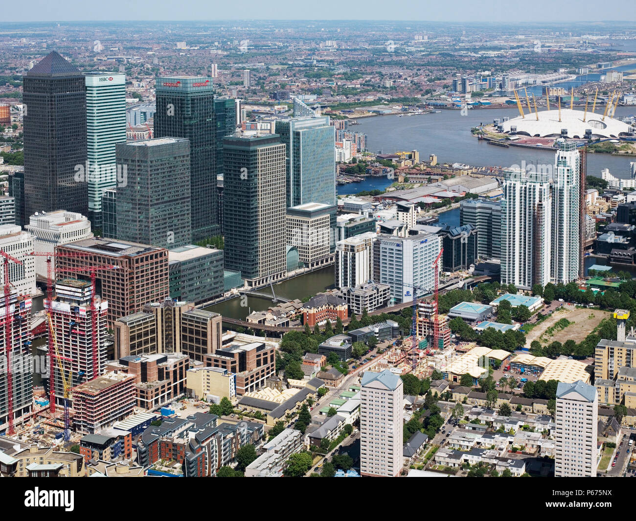 Aerial view of Canary Wharf and O2, London, UK Stock Photo - Alamy