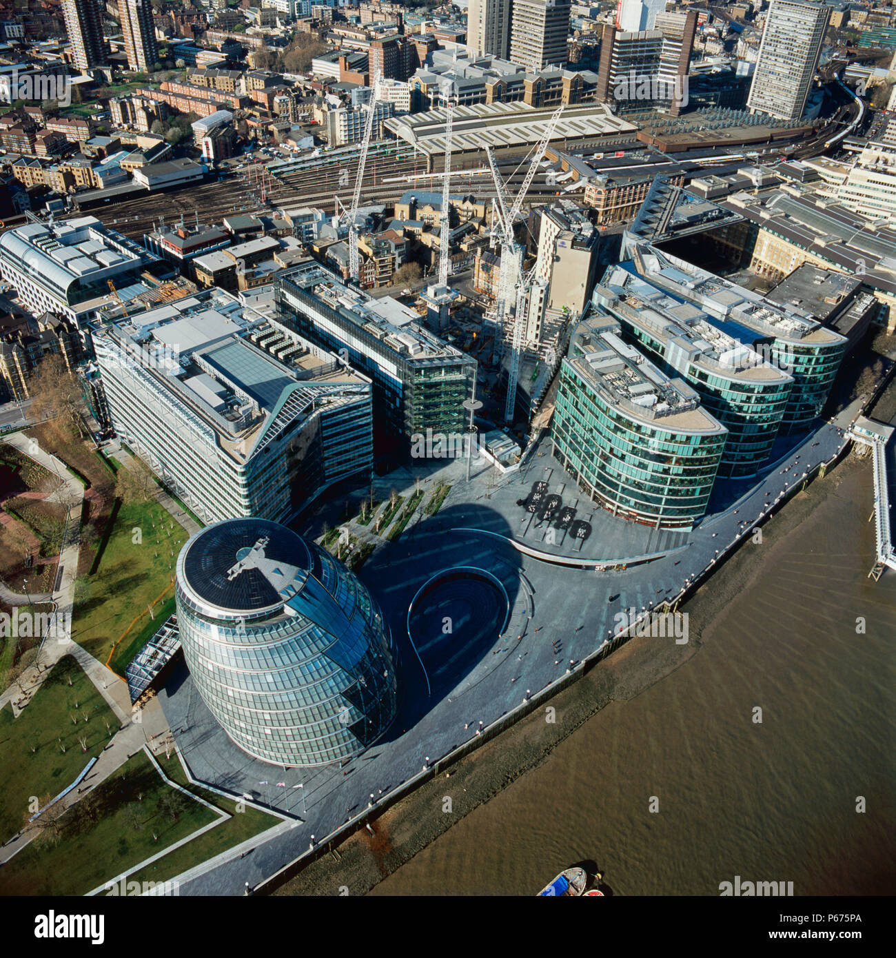 Aerial view of City Hall and the Scoop, London, UK Stock Photo - Alamy