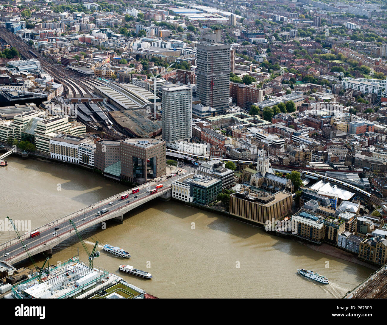 Aerial view of London Bridge, London Bridge Station, Guys Hospital and ...