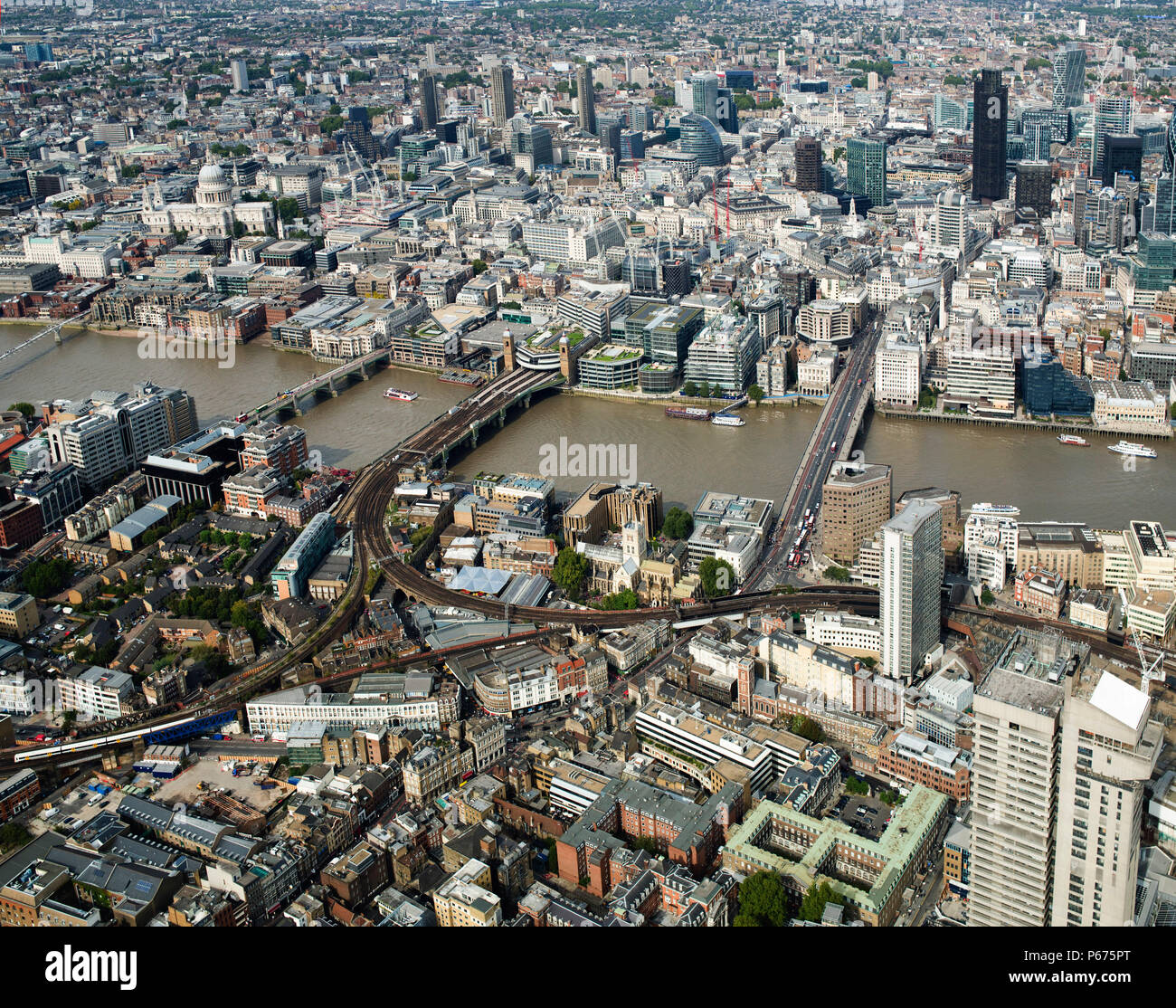 An aerial view of london and the river thames hi-res stock photography ...