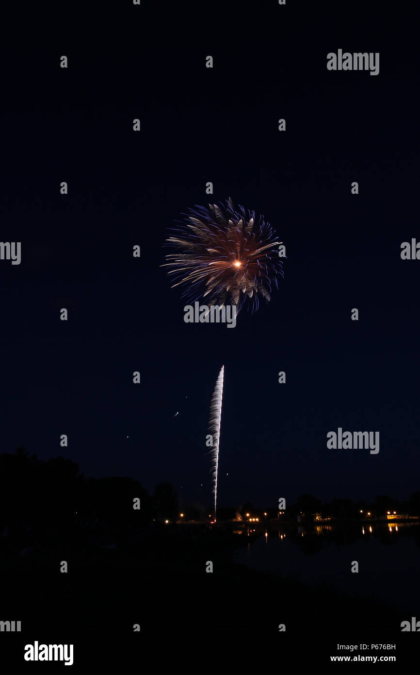 A Small Town Fireworks Display for Independence Day 4th of July Stock ...