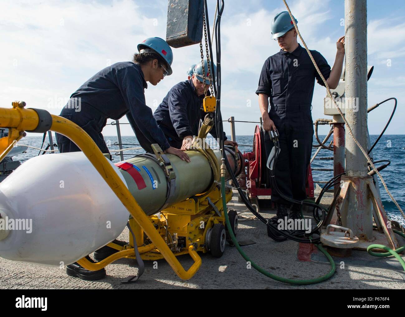 160518-N-GP524-136 ATLANTIC OCEAN (May 18, 2016) Sailors assigned to ...