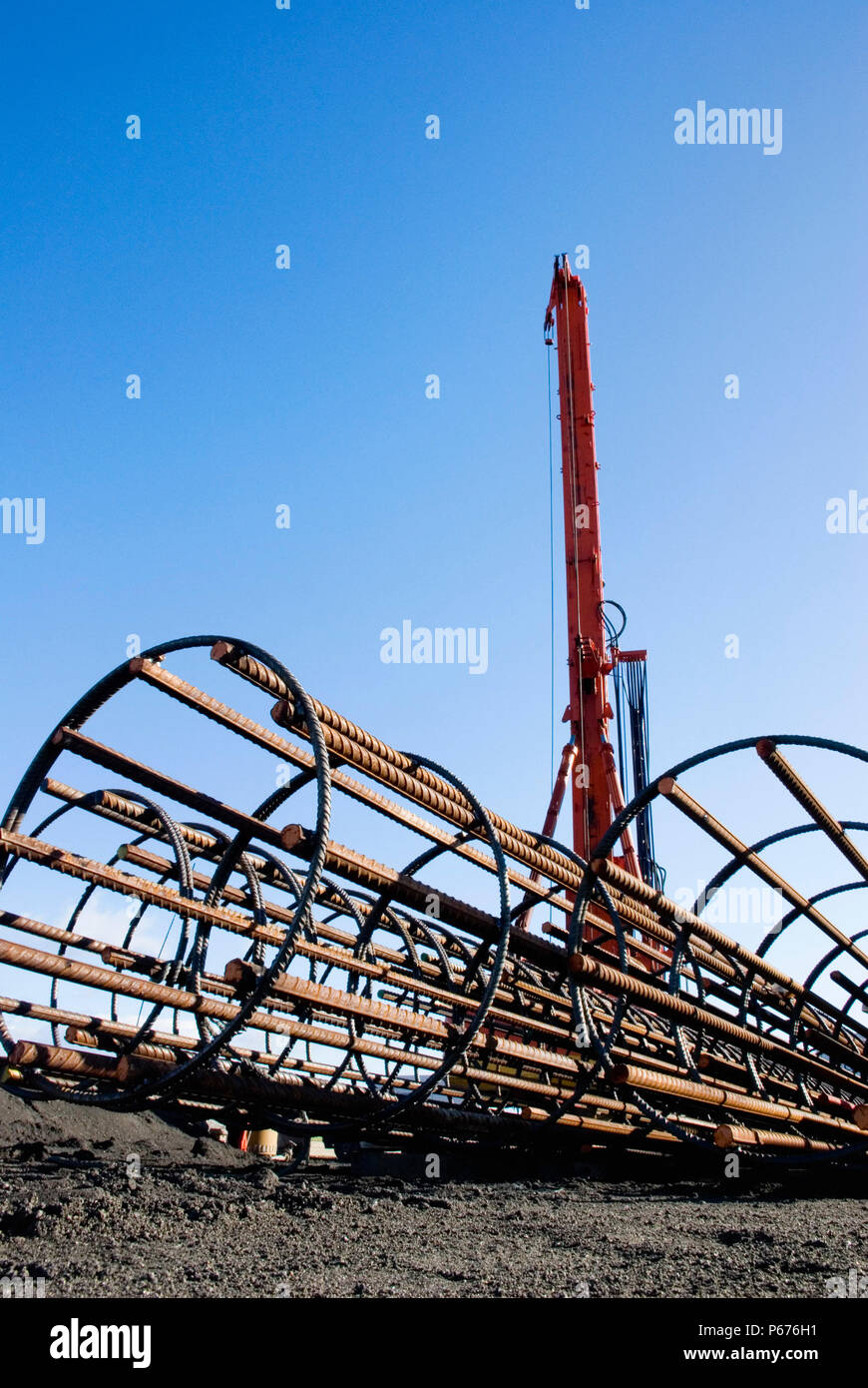 Preformed reinforcing for the piling work Stock Photo - Alamy