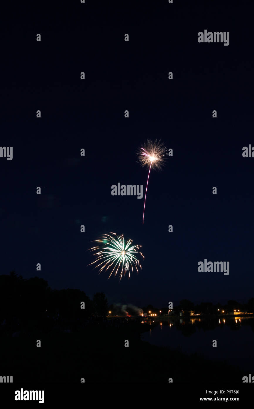A Small Town Fireworks Display for Independence Day 4th of July Stock ...