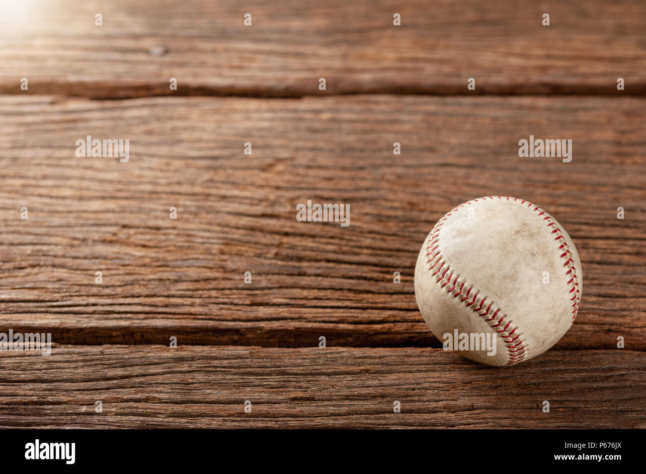 old vintage baseball on wooden background (Shallow depth of field Stock ...