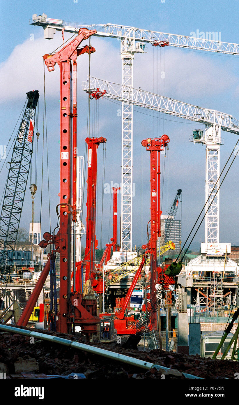 Groundwork and piling on a large construction project Stock Photo - Alamy