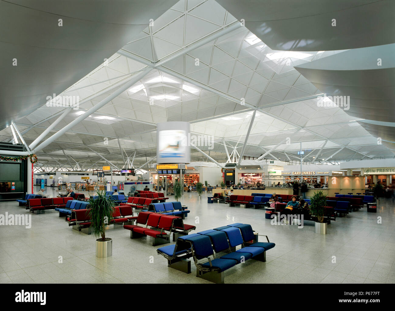 Waiting area in Stansted Airport terminal building. United Kingdom ...