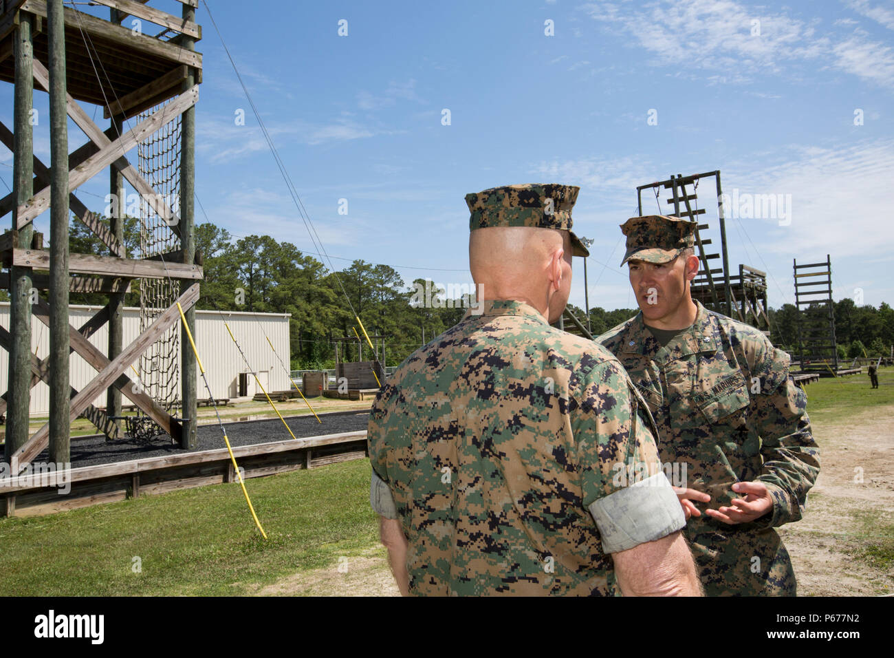 U.S. Marine Corps Lt. Col. Robert Hancock, right, the commanding ...