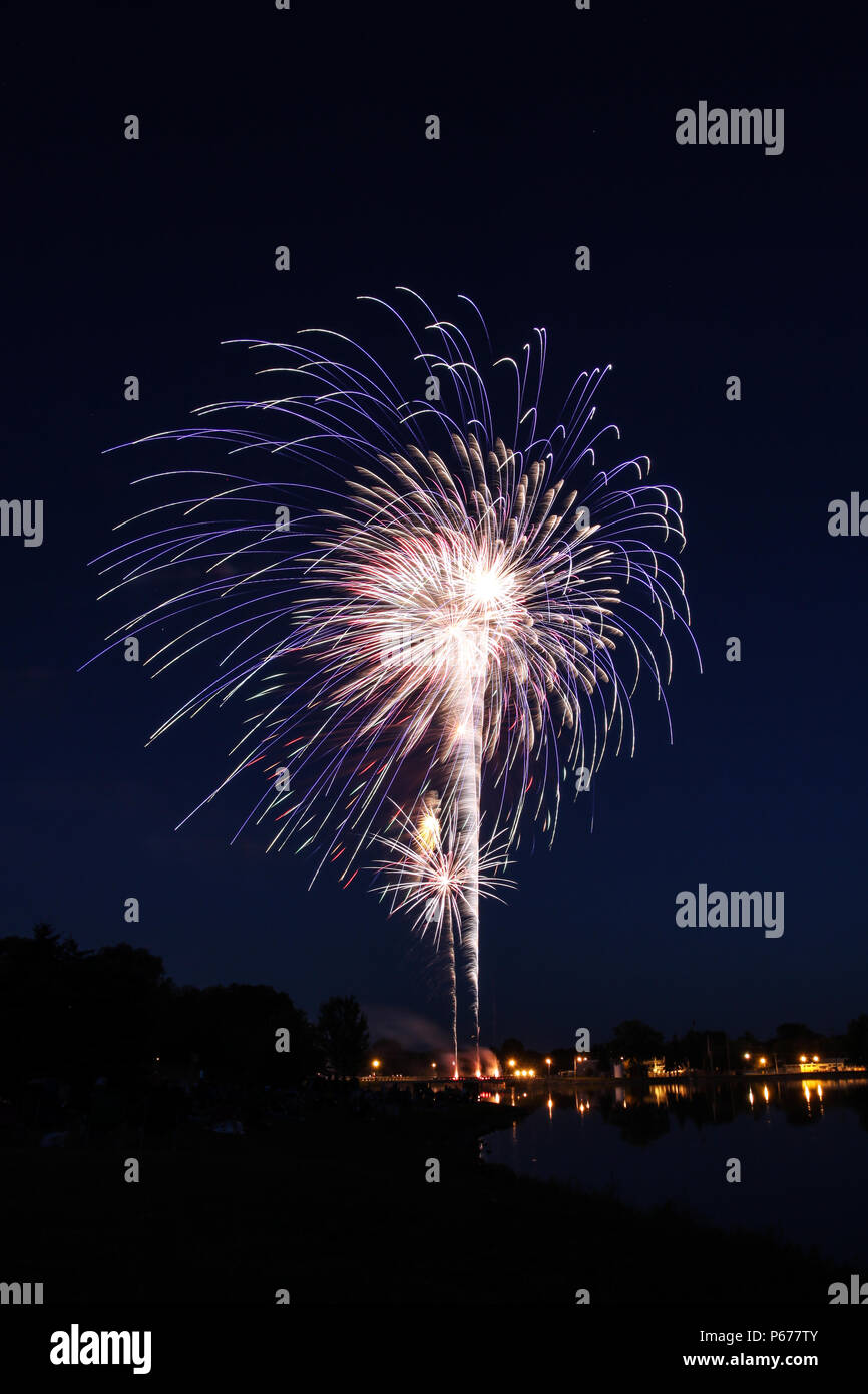 A Small Town Fireworks Display for Independence Day 4th of July Stock ...