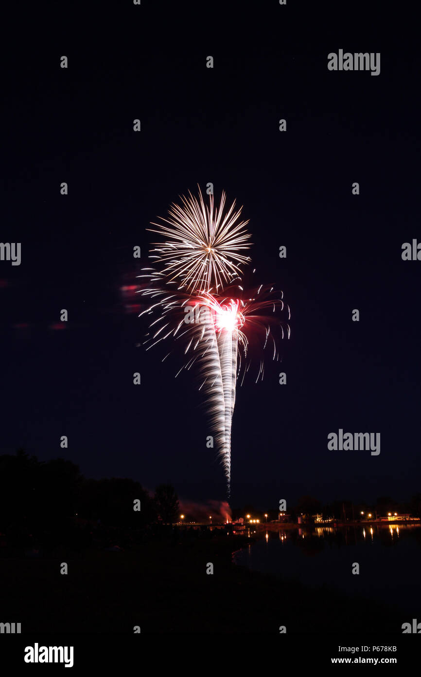 A Small Town Fireworks Display for Independence Day 4th of July Stock ...