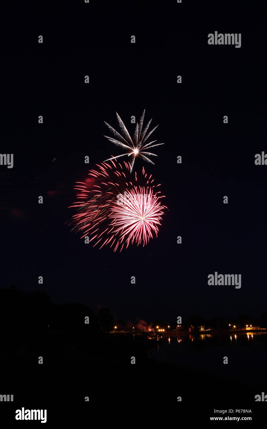 A Small Town Fireworks Display for Independence Day 4th of July Stock ...