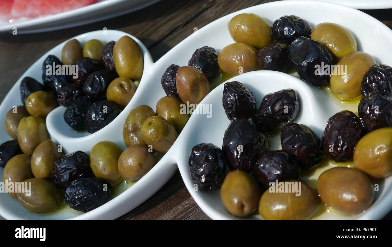 Platter of assorted olives Stock Photo - Alamy