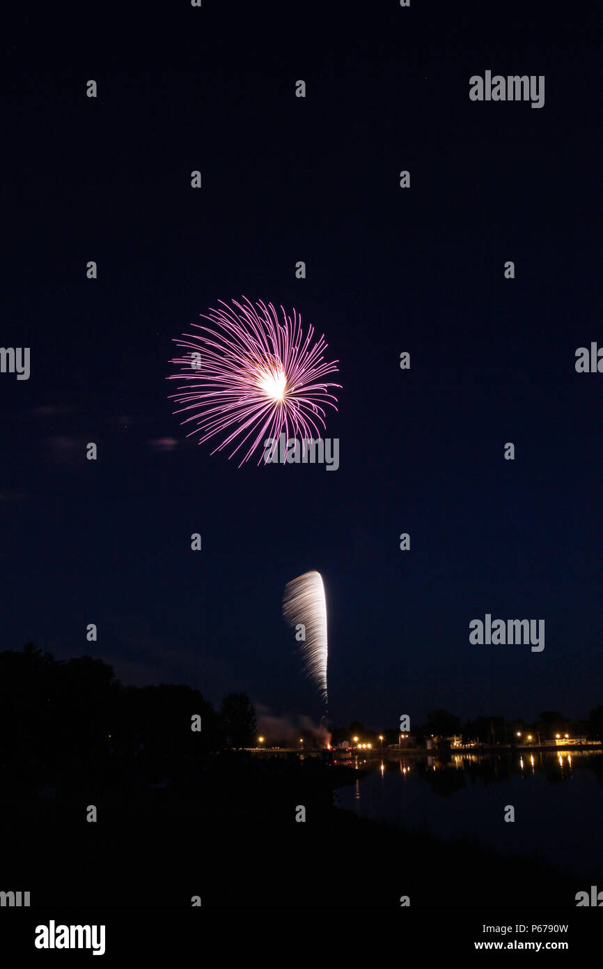 A Small Town Fireworks Display for Independence Day 4th of July Stock ...