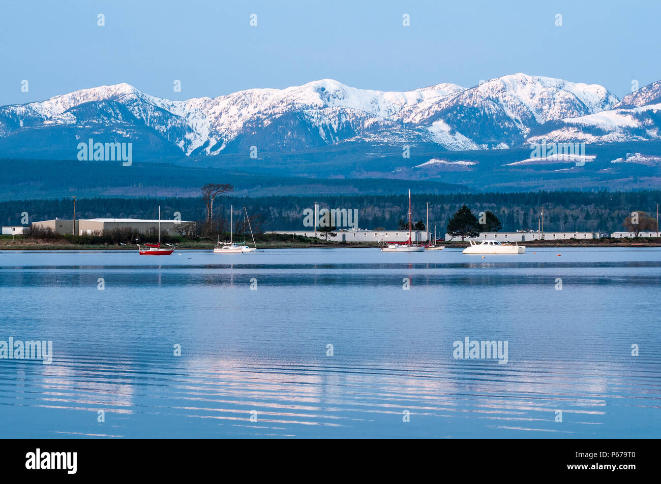 Vancouver Island Mountain Range from Comox Harbour, British Columbia ...