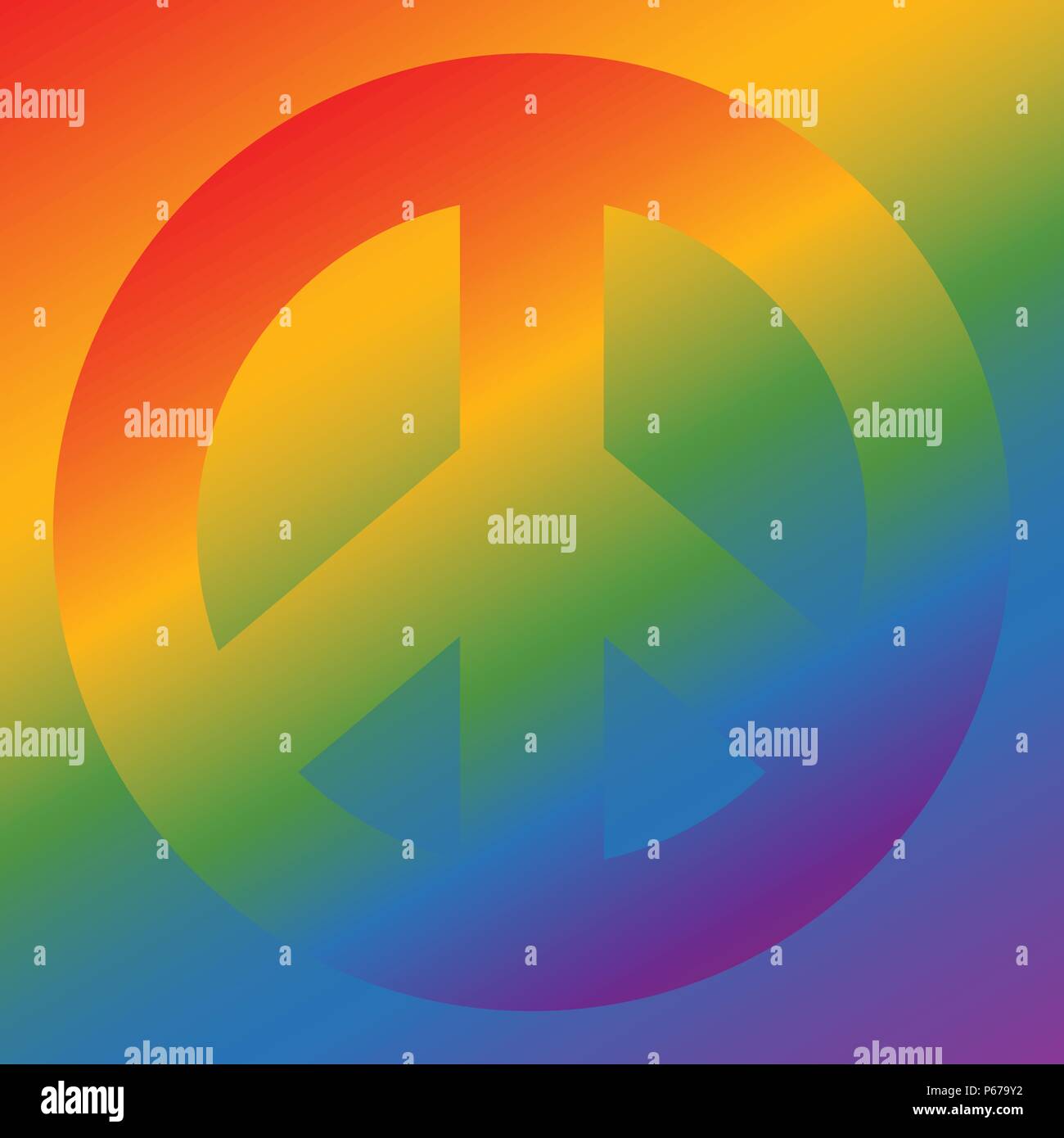Rainbow colored peace symbol on separated colorful background Stock ...