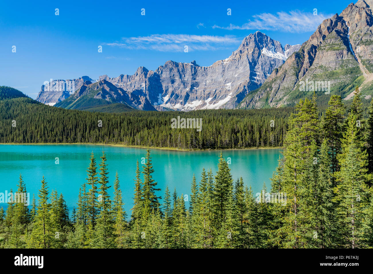 Lower Waterfowl Lake, Banff National Park, Alberta, Canada Stock Photo ...
