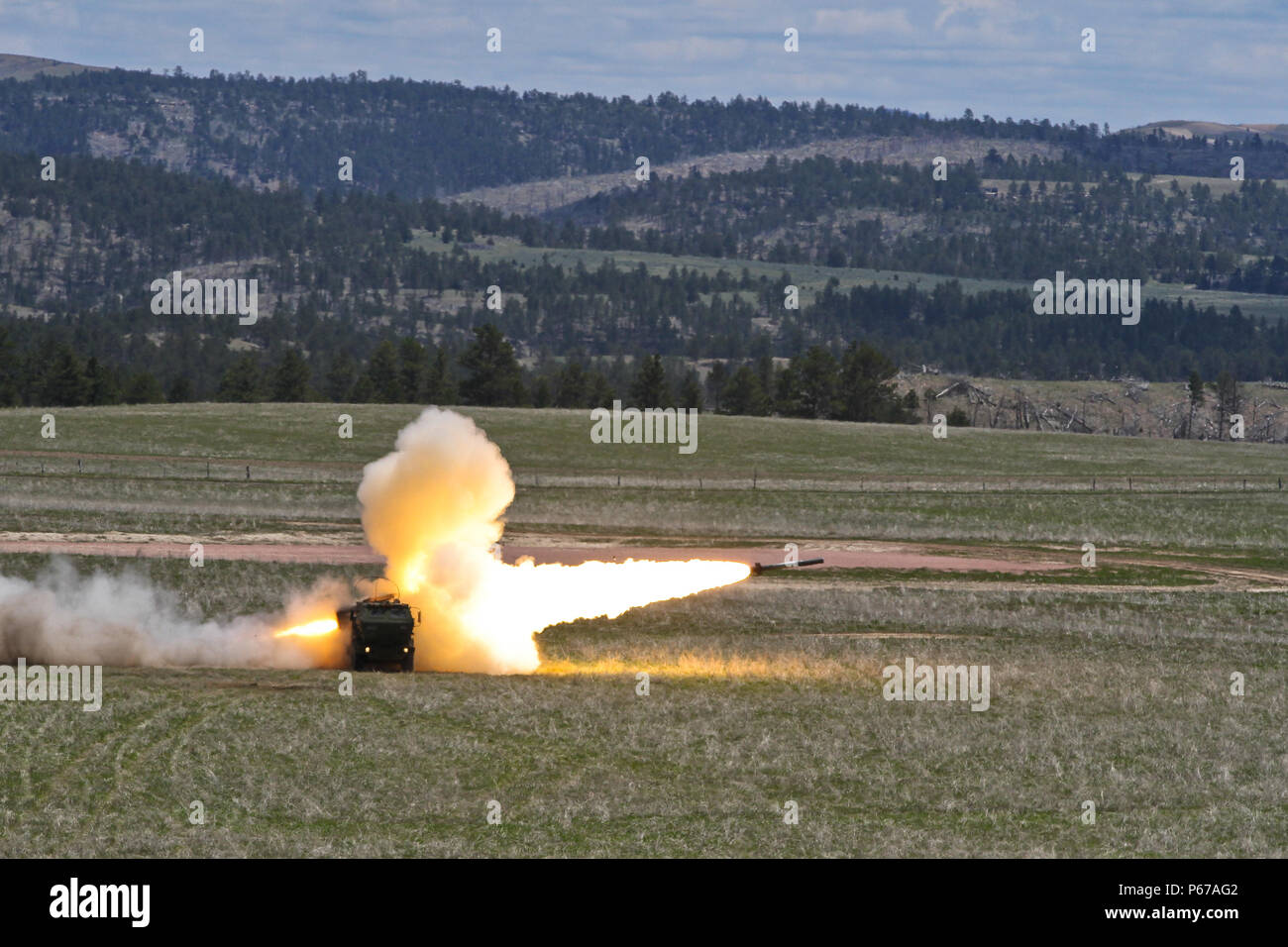 A High Mobility Artillery Rocket System (HIMARS) from 5th Battalion ...