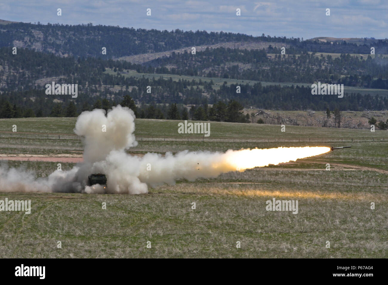A HIMARS launcher from 5th Battalion, 113th Field Artillery Regiment ...