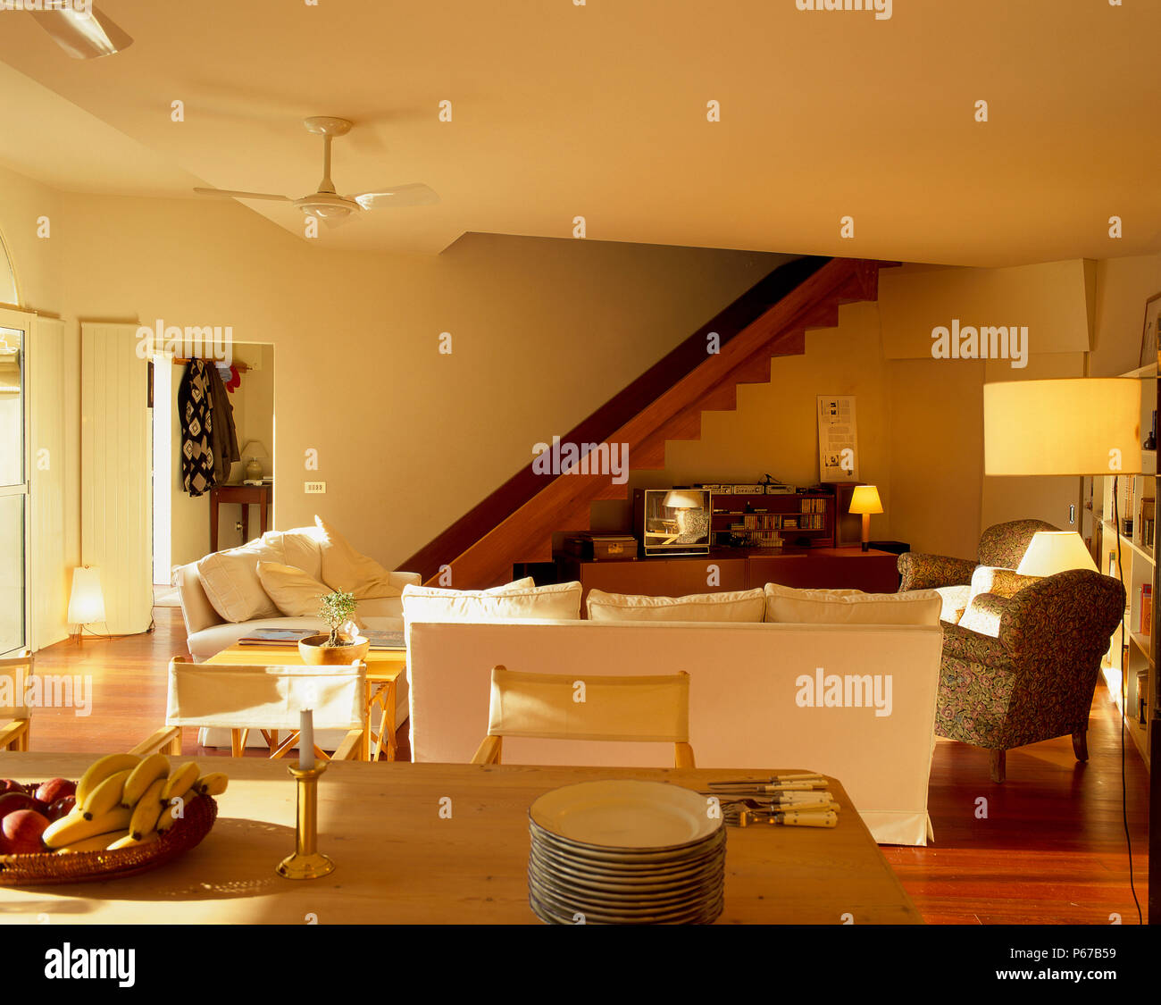 View of a house with adjoined dining room and living room Stock Photo ...