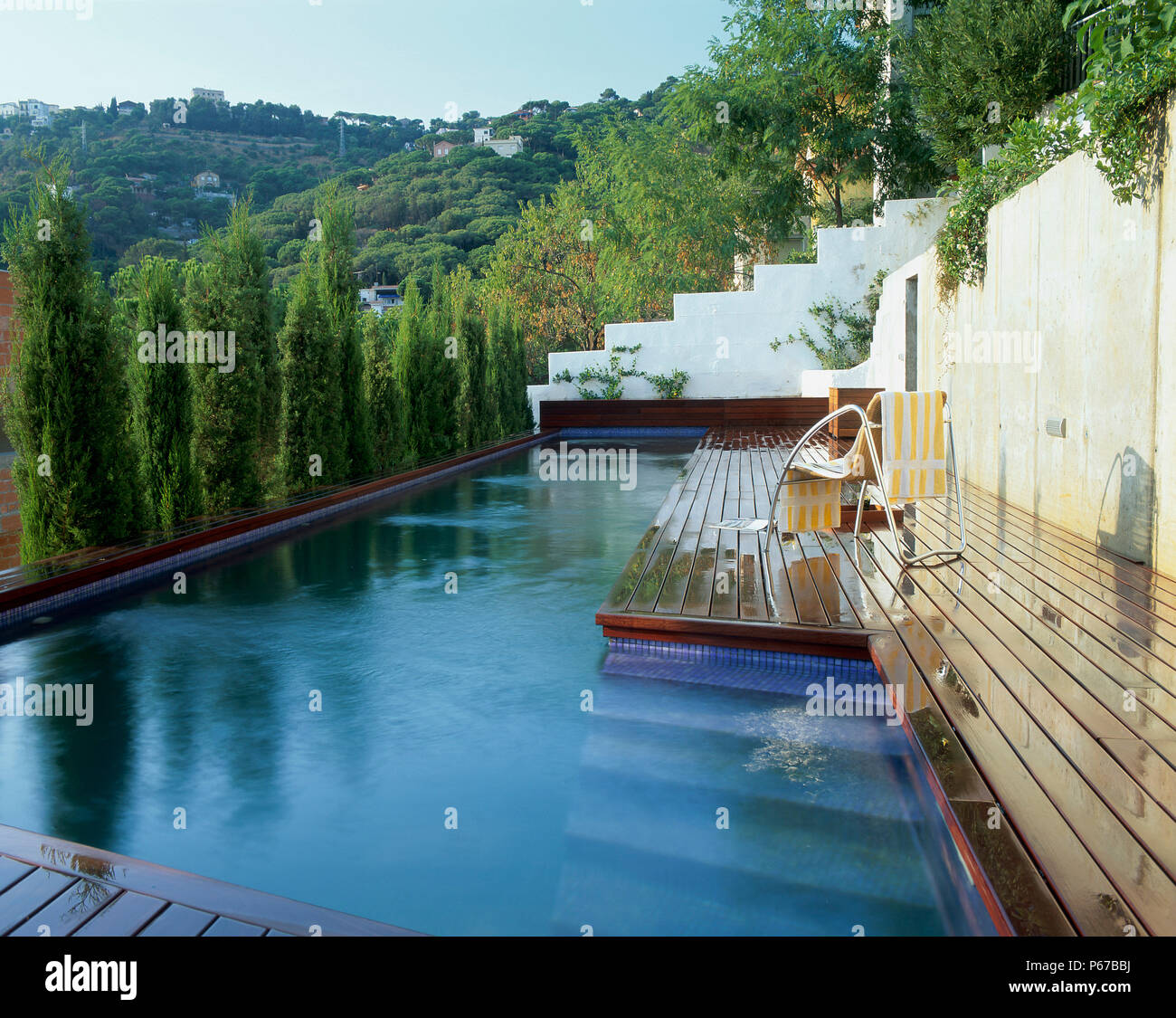 View of a long swimming pool Stock Photo - Alamy