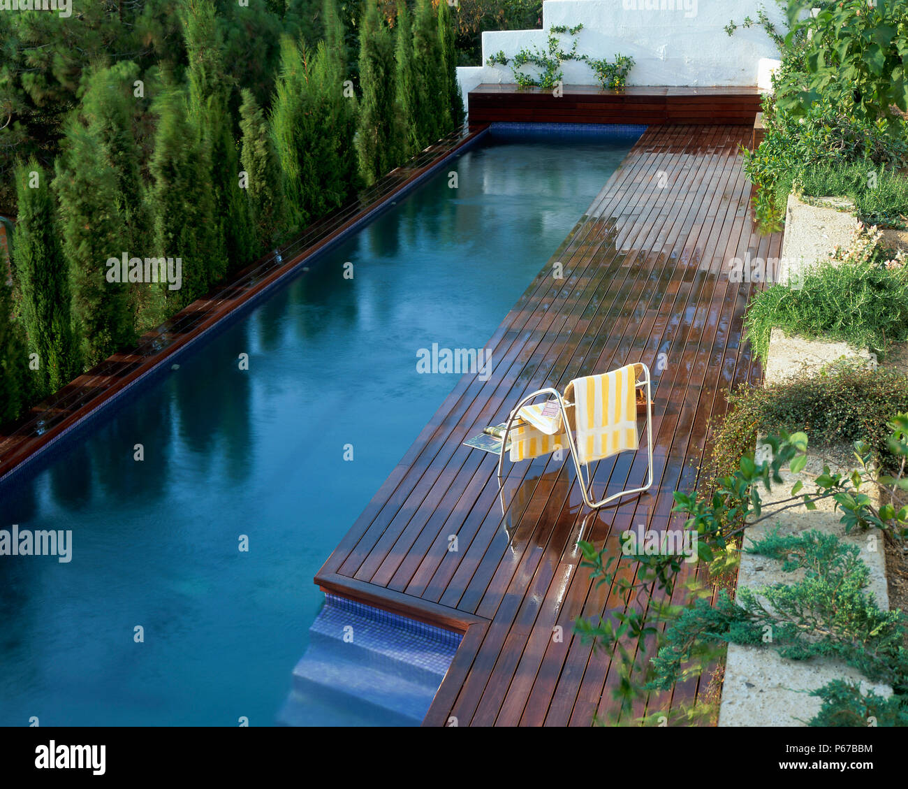 View of a long swimming pool Stock Photo - Alamy