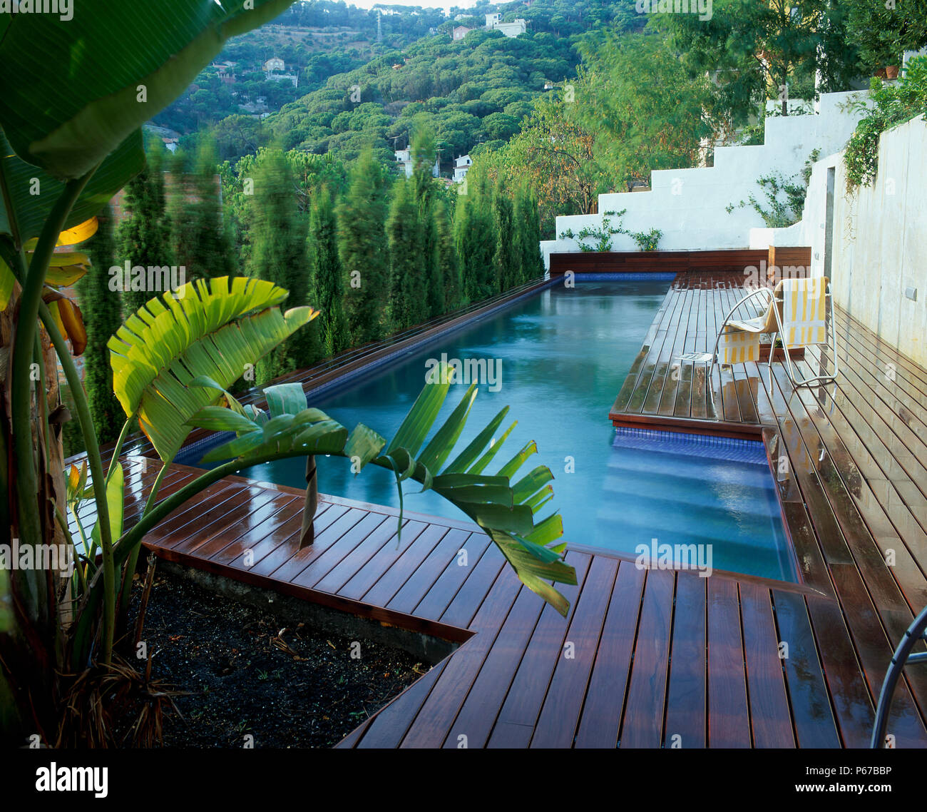 View of a long swimming pool Stock Photo - Alamy