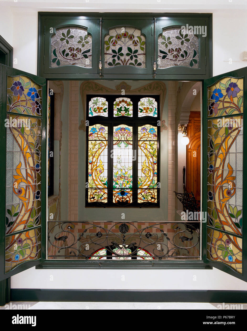 View of a stained glass window Stock Photo - Alamy