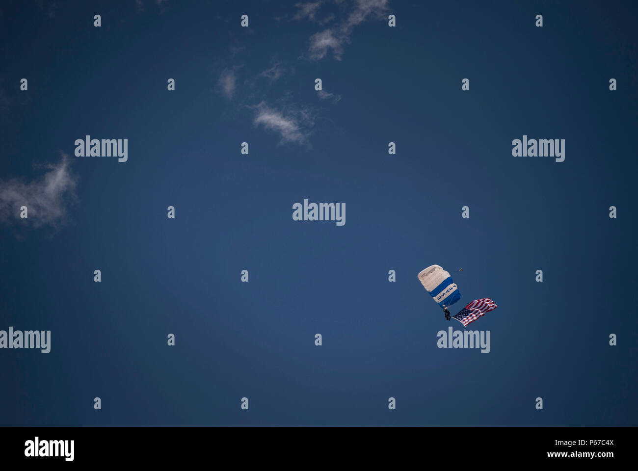 A U.S. Air Force Academy parachute team performs a demonstration as ...